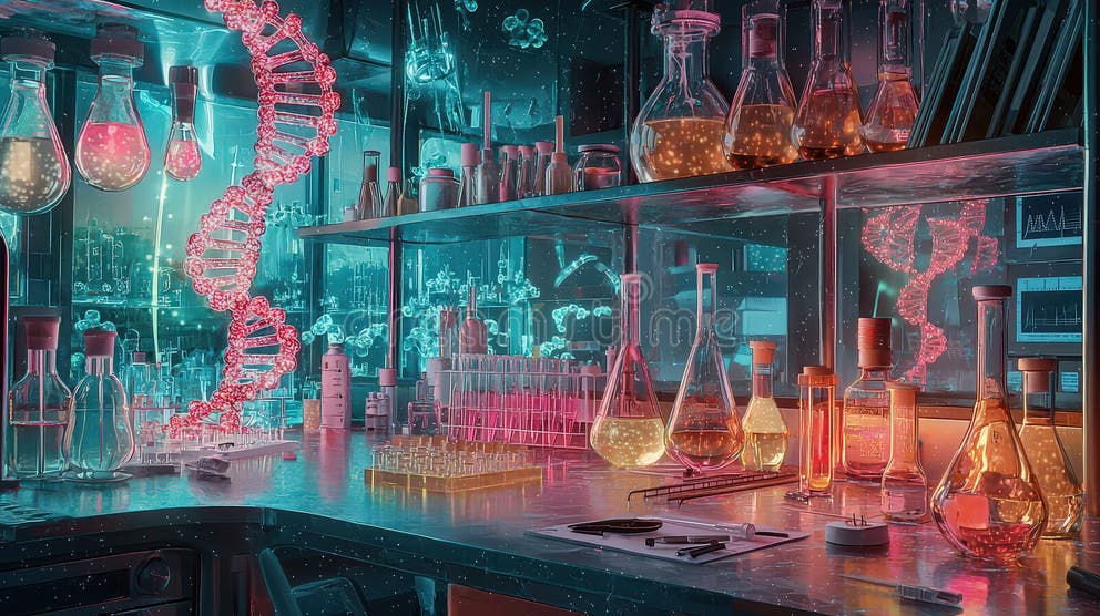 Innovative Dna Research Lab Environment with Strands and Cell ...