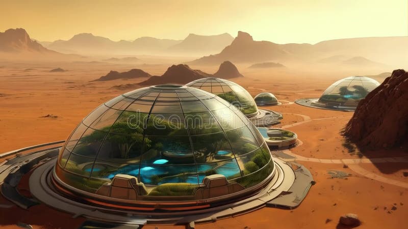 Innovative Domes Rise from a Vast Desert, Featuring Lush Greenery and ...