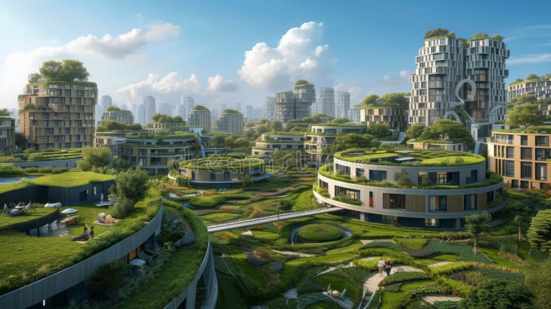 Innovative Eco-City Design with Circular Buildings and Green Rooftops ...