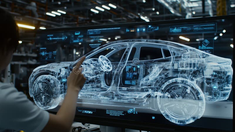 Innovative Electric Vehicle Technology Displayed on Digital Screen ...