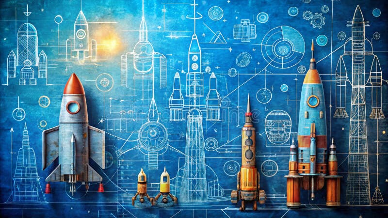 Innovative Engineering Design Sketch HandDrawn Rocket Robot and Machine ...