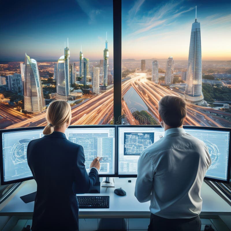 Innovative Engineers Collaborate on Urban Development Stock Image ...