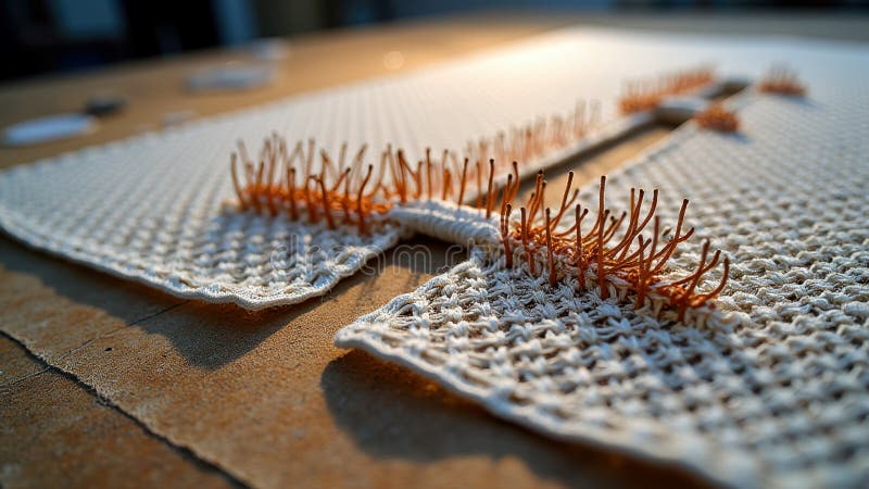 Innovative Fabric with 3d-printed Structures on Wooden Surface Stock ...