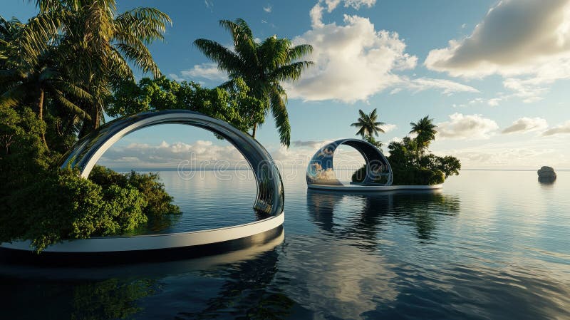 Innovative Floating Structures Showcase Natural Harmony Tropical Island ...