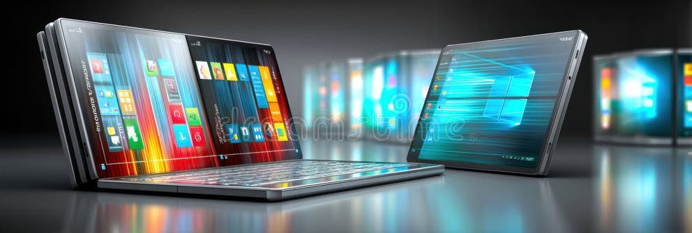 Innovative Foldable Touchscreen Tablet Transitions into a Laptop in a ...