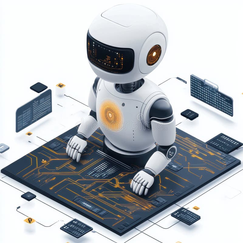 Innovative Fraud-Proof AI Banking Systems a Robot Sitting on a Tablet ...