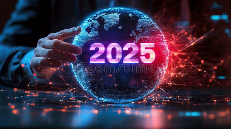 Innovative Future Vision Represented by 2025 on Digital Globe Stock ...