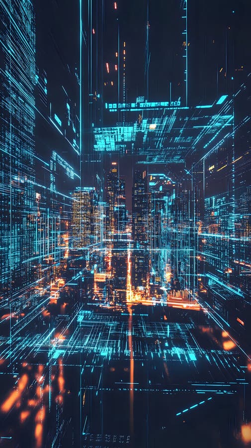 Innovative Futuristic Interface Featuring Complex Data Hovering Over a ...