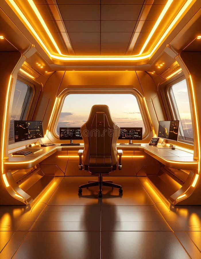 Innovative Futuristic Office Interior Featuring Advanced Stock Image ...