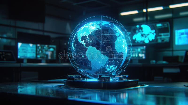 Innovative Global Network: Rotating Hologram. Stock Illustration ...