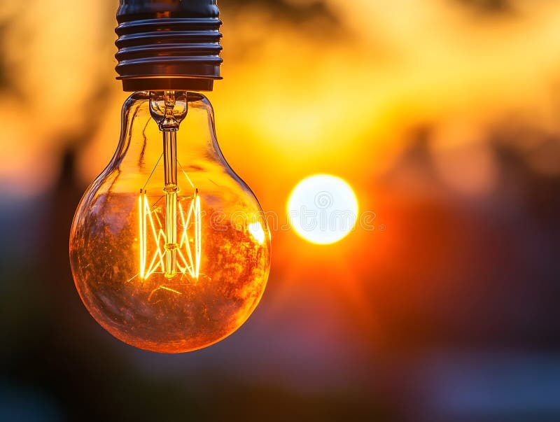 Glowing Green Light Bulb Illuminating Innovation Sustainable Solutions ...