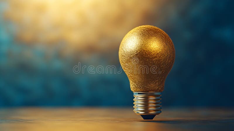 Innovative Golden Light Bulb with a Detailed Texture and Warm Lighting ...