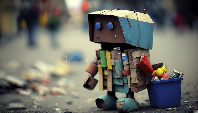 Innovative Google Colors Robot Made from Junk for Web Design. Stock ...