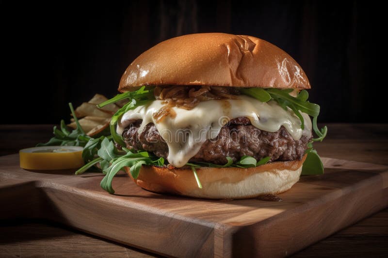 Innovative Gourmet Twist Photo of a Cheeseburger Elevated with Unique ...