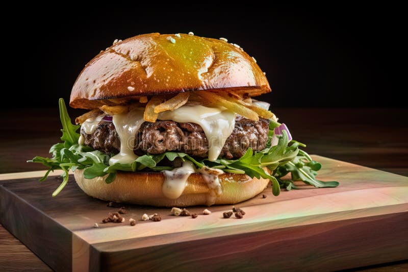 Innovative Gourmet Twist Photo of a Cheeseburger Elevated with Unique ...