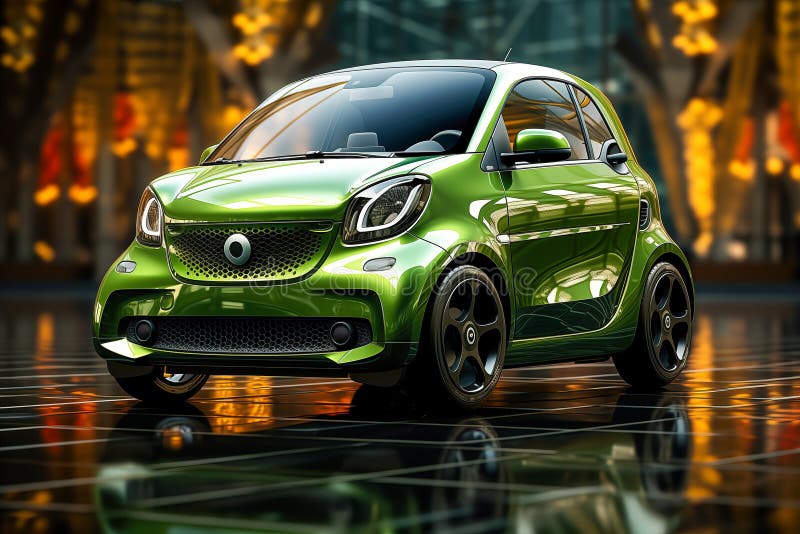 Innovative Green Car Concept. Futuristic Smart Car Technology Stock ...