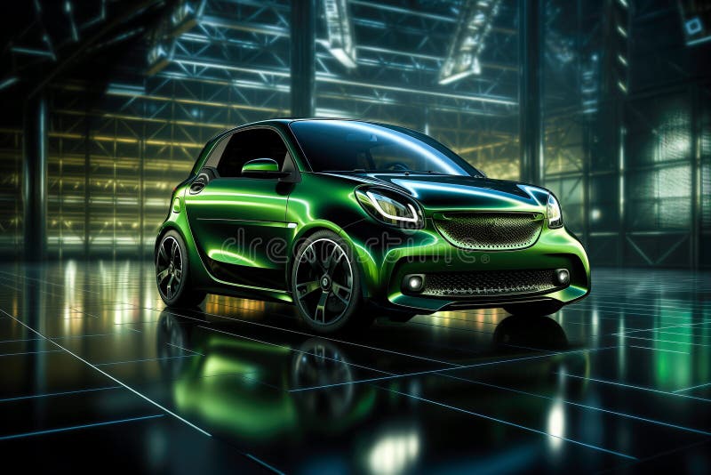 Innovative Green Car Concept. Futuristic Smart Car Technology Stock ...