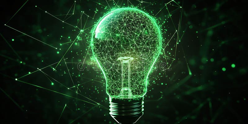 Innovative Green Light Bulb Design Showcasing Modern Technology and ...