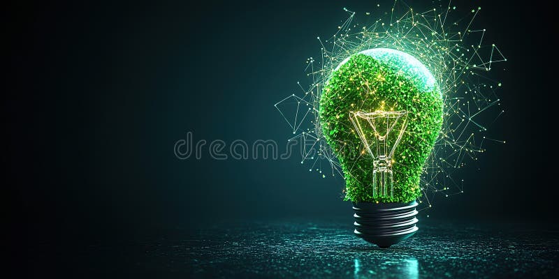 Innovative Green Light Bulb Representing Sustainability and Renewable ...