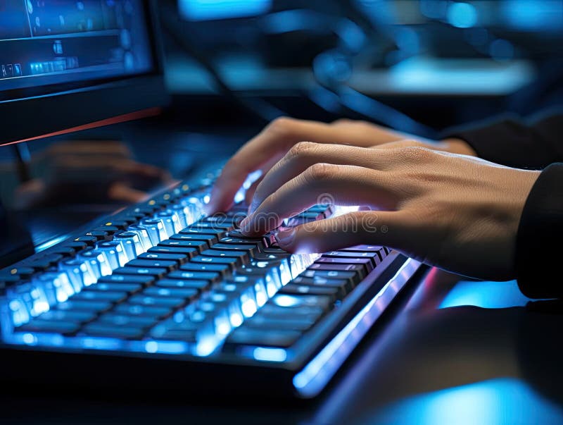 Innovative Hands Typing on Keyboard at Work Stock Illustration ...