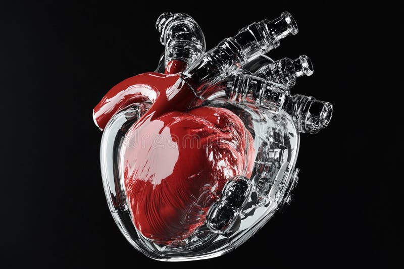 Innovative Heart Model Showcasing a Blend of Organic and Mechanical ...