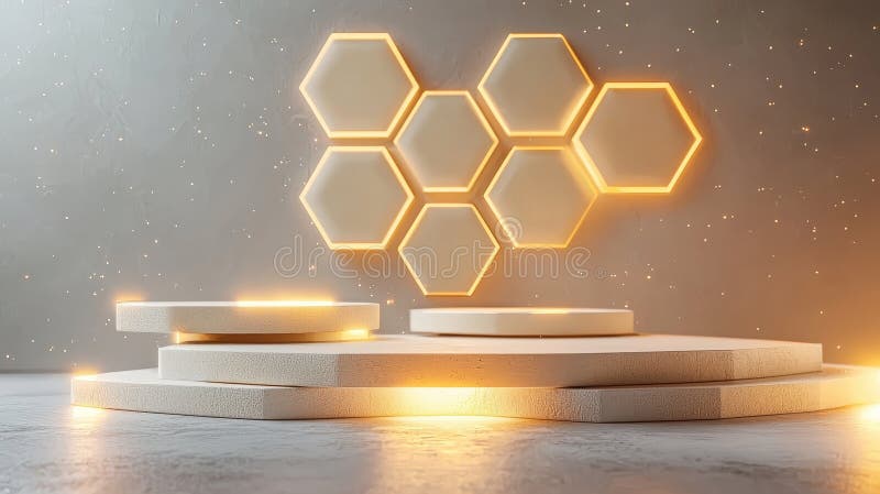 Innovative Hexagonal Display Design Modern Studio Digital Art Creative ...