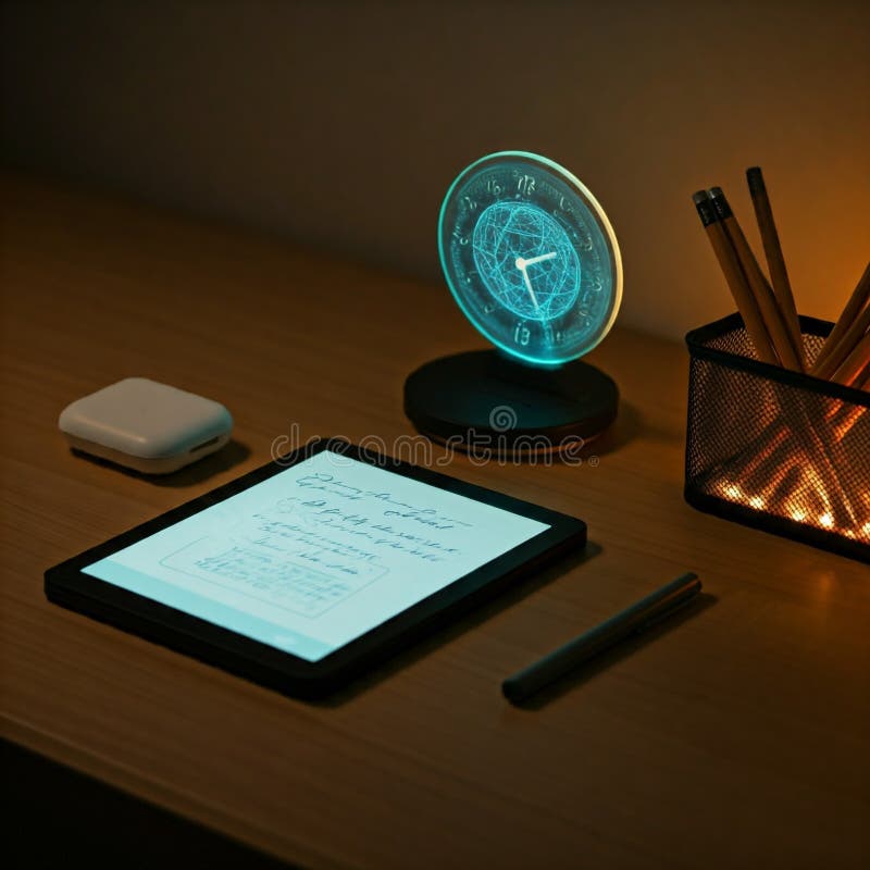 Innovative High-Tech Desk with Smart Accessories Stock Illustration ...