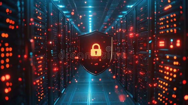 Innovative High-tech Shield with Lock Symbol Representing Data ...