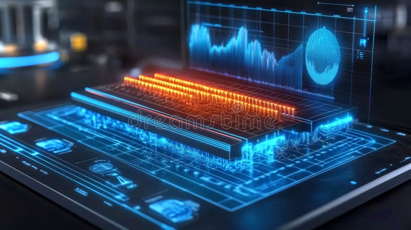Innovative Holographic Diagram Showcasing Thermal Analysis in a Modern ...