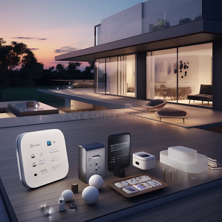 Innovative Home Tech Products in a Minimalist Interior Stock ...