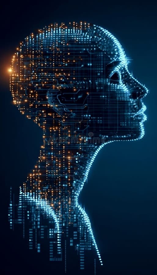 Innovative Humanoid Technology Portrait in a Complex Digital World of ...