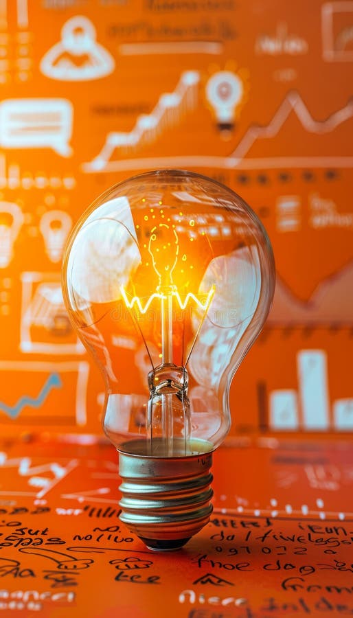 Innovative Ideas Illuminated Creative Spark with Lightbulb on Data ...