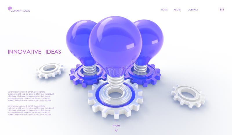 Innovative Idea Development Isometric 3D Render. Blue Light Bulbs on ...