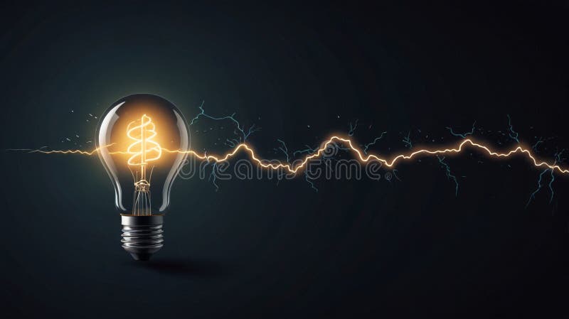 Innovative Idea with Light Bulb and Electric Spark Stock Illustration ...