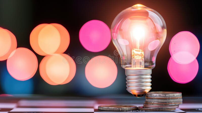 Innovative Ideas and Financial Savings Concept with Glowing Light Bulb ...