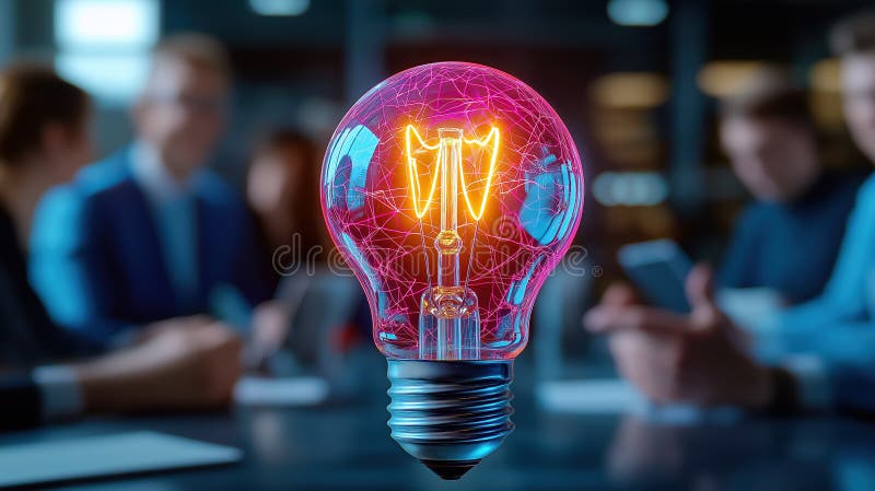 Innovative Ideas Illuminated in a Modern Conference Setting Stock ...