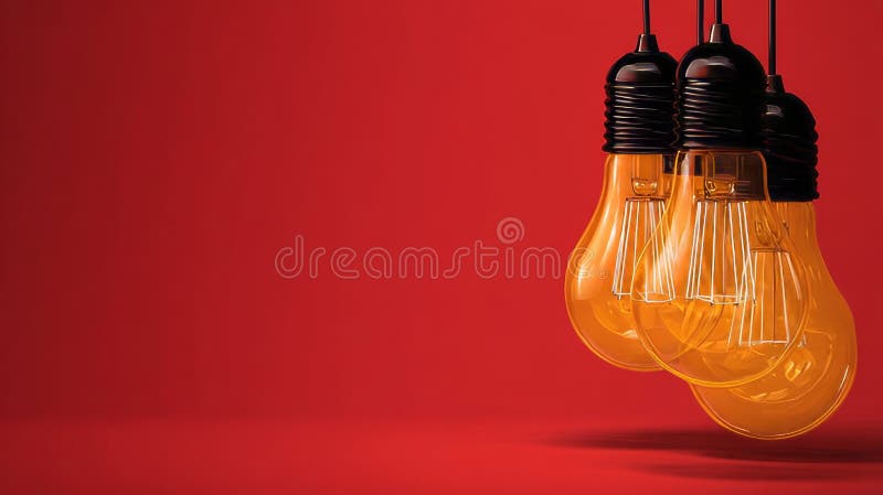 Innovative Ideas Illustrated by Bold Red Light Bulbs on a Vibrant Red ...