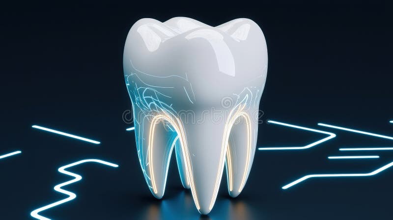 Innovative Illuminated Tooth with Tech Patterns and Design Elements ...