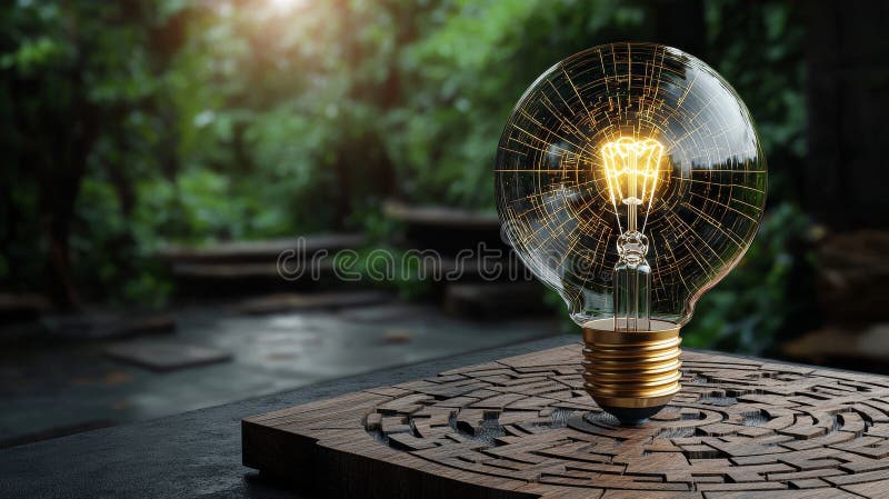 Innovative Illumination: a Thought-Provoking Light Bulb Resting on a ...