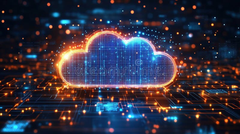 Innovative Illustration of Modern Technology, Cloud Computing Stock Photo - Image of shape ...