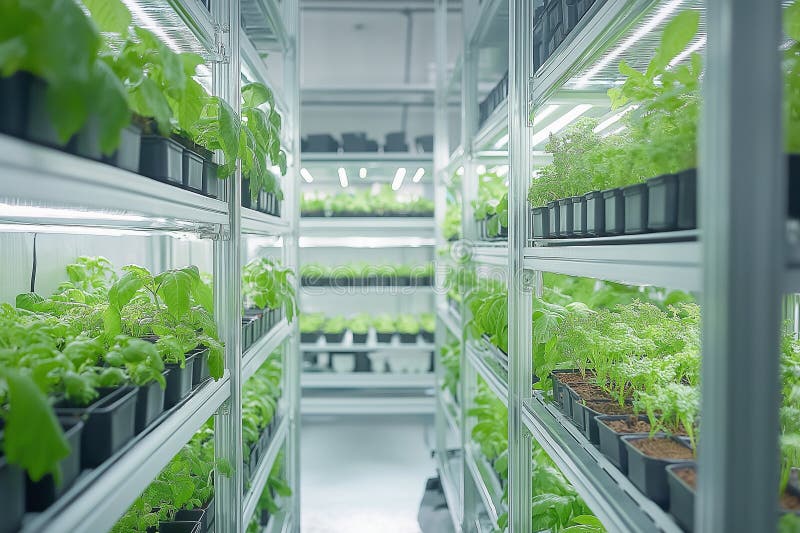 Innovative Indoor Vertical Farming with Lush Greenery Stock Photo ...
