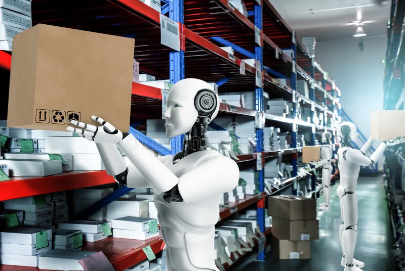 Innovative Industry Robot Working in Warehouse for Human Labor ...