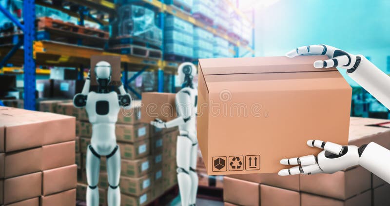 Innovative Industry Robot Working in Warehouse for Human Labor ...