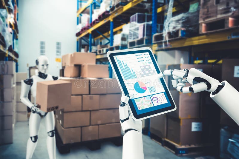 Innovative Industry Robot Working in Warehouse for Human Labor ...