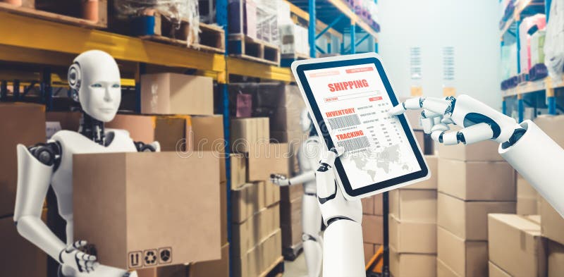 Innovative Industry Robot Working in Warehouse for Human Labor ...