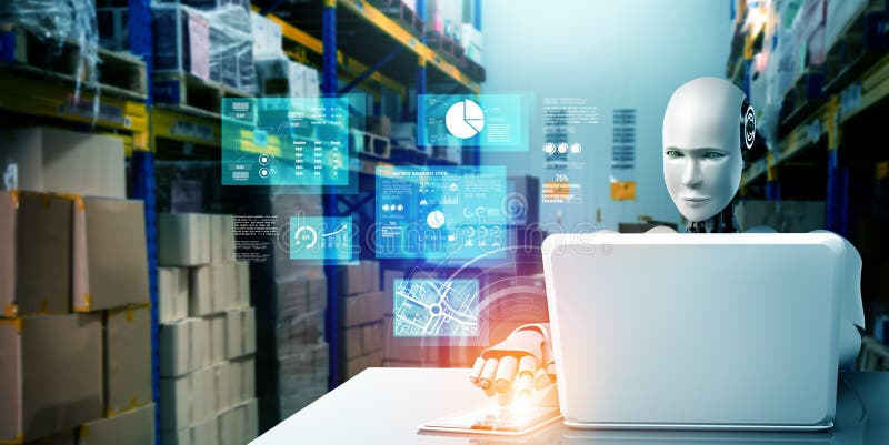 Innovative Industry Robot Working in Warehouse for Human Labor ...