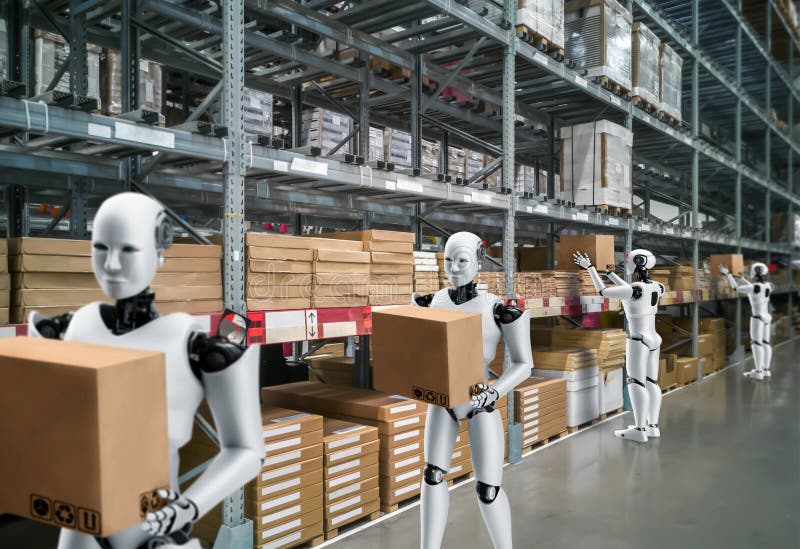 Innovative Industry Robot Working in Warehouse for Human Labor ...