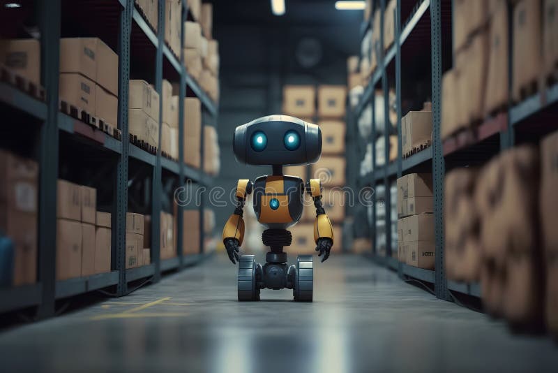 Innovative Industry Robot Working in Warehouse for Human Labor ...