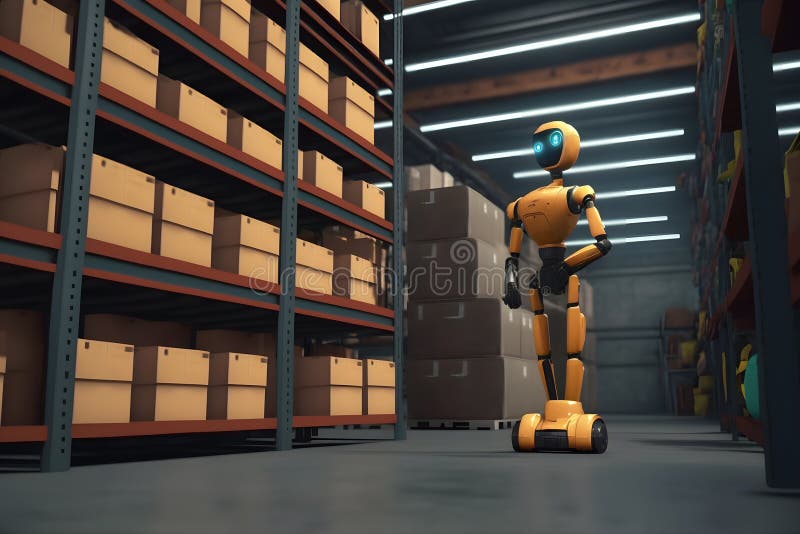 Innovative Industry Robot Working in Warehouse for Human Labor ...