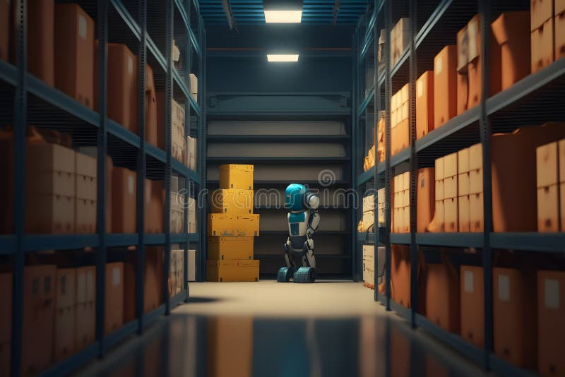 Innovative Industry Robot Working in Warehouse for Human Labor ...